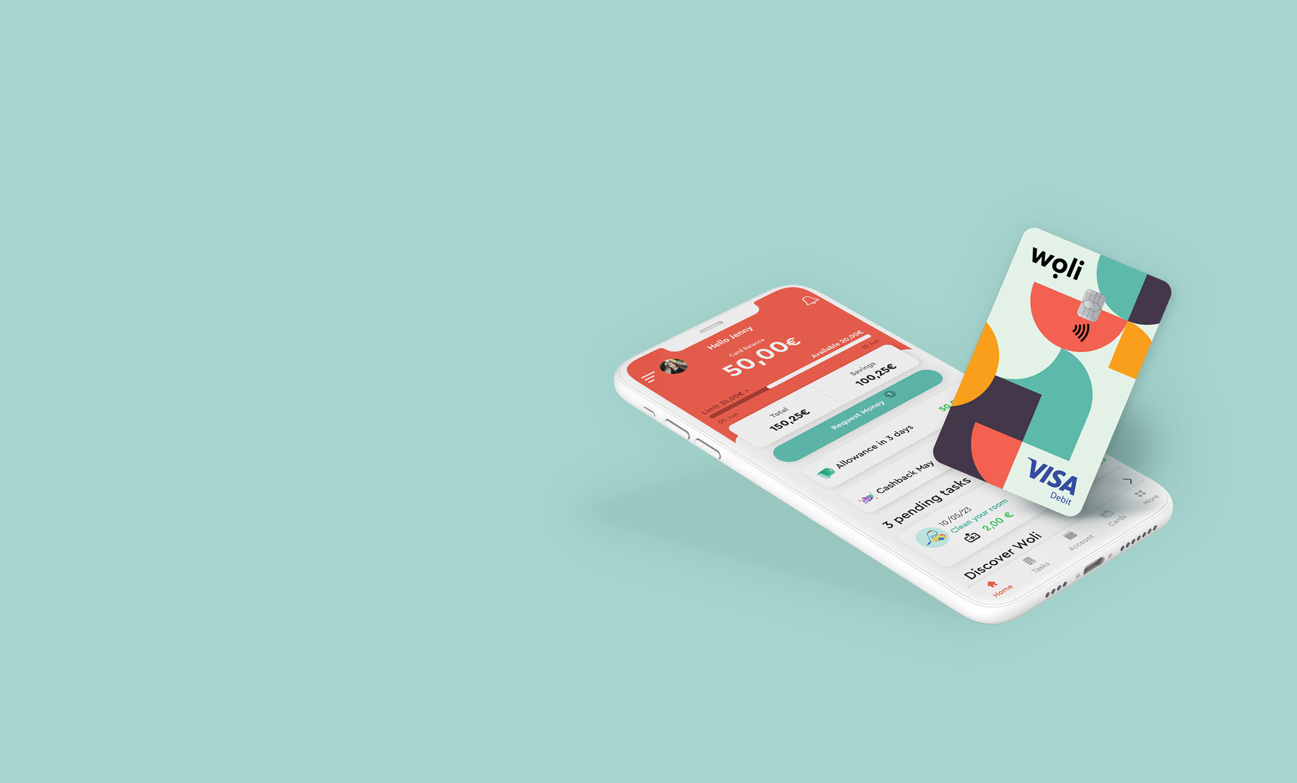 Visa debit card for kids and mobile app | Woli